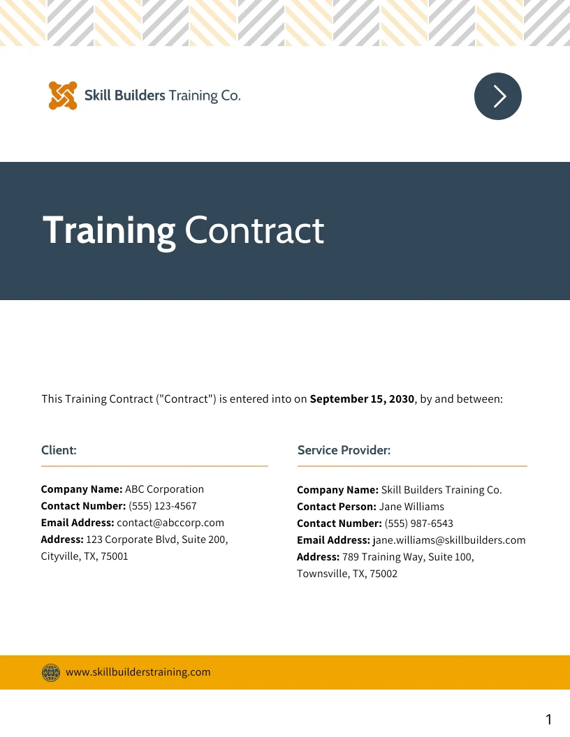Training Contract Template - Venngage