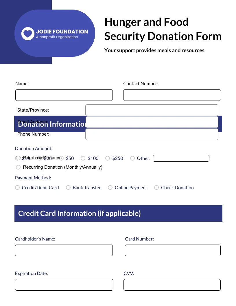 Simple Donation Form Template - Venngage