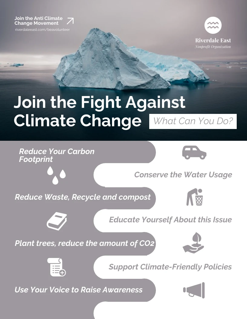 White and Grey Climate Change Prevention Poster - Venngage