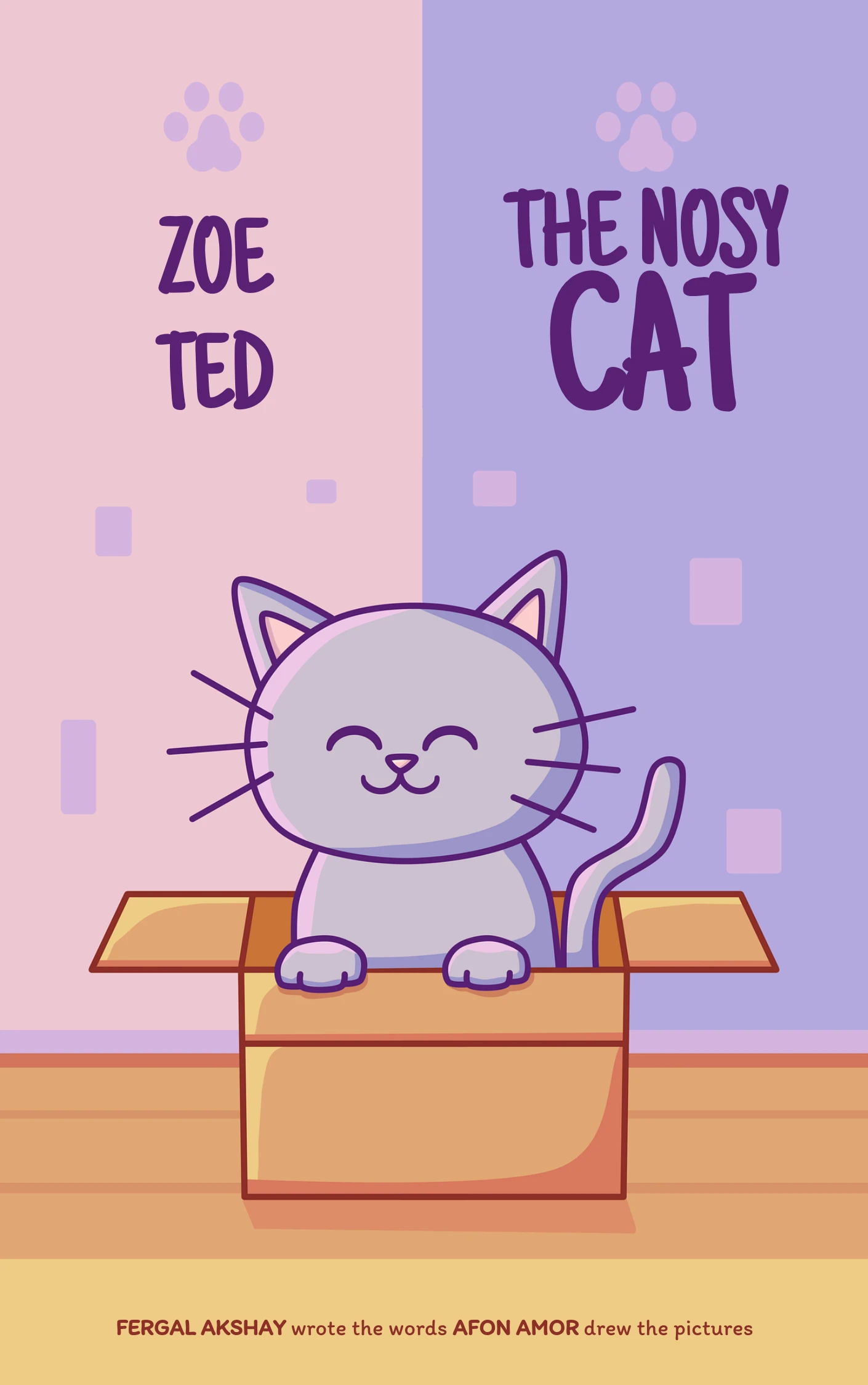 Pink And Purple Playful Cute Illustration Childrens Book Cover - Venngage