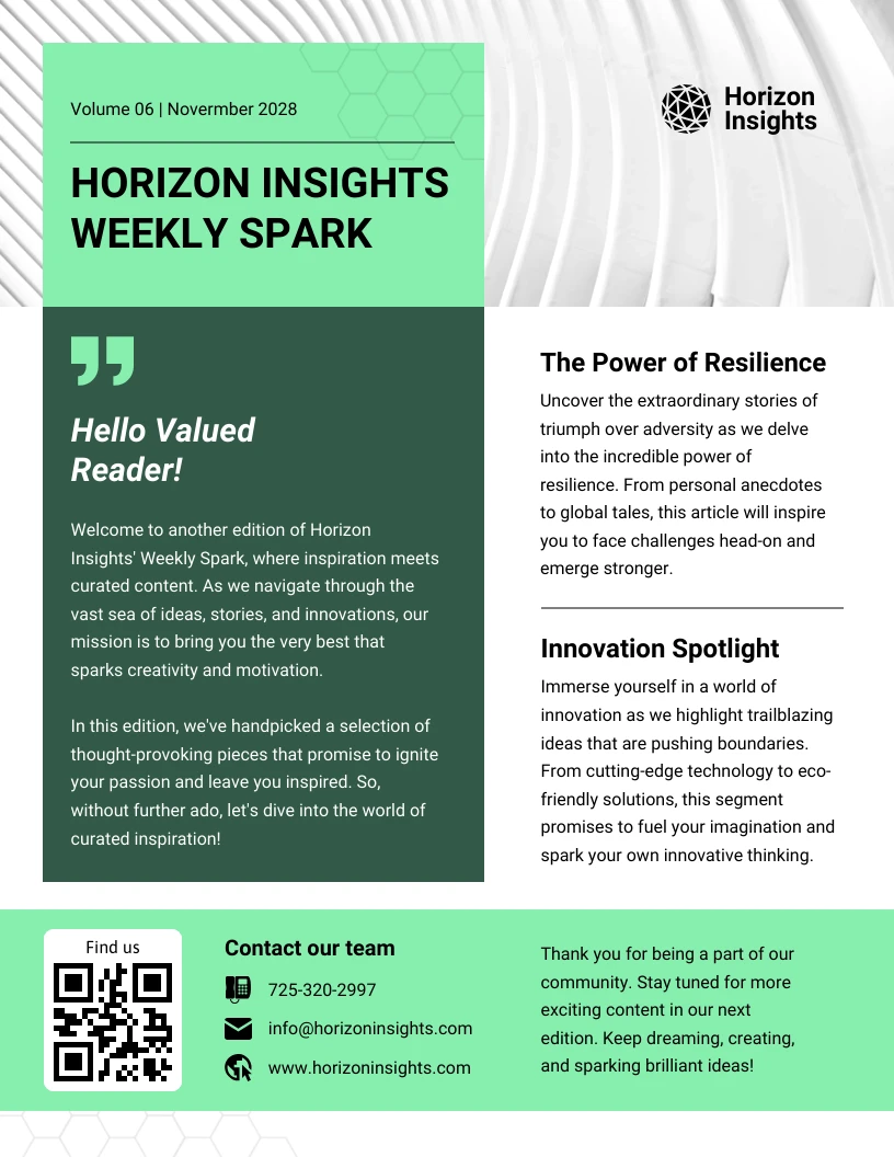 Curated Inspirational Content Newsletter Template - Venngage