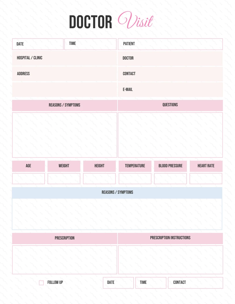 White and Soft Pink Doctor Visit Template - Venngage