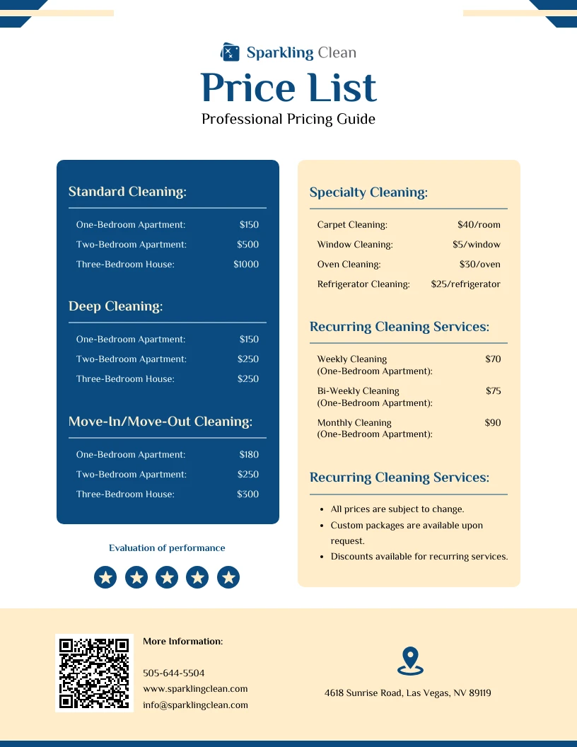 Professional Pricing Guide Price List Template - Venngage
