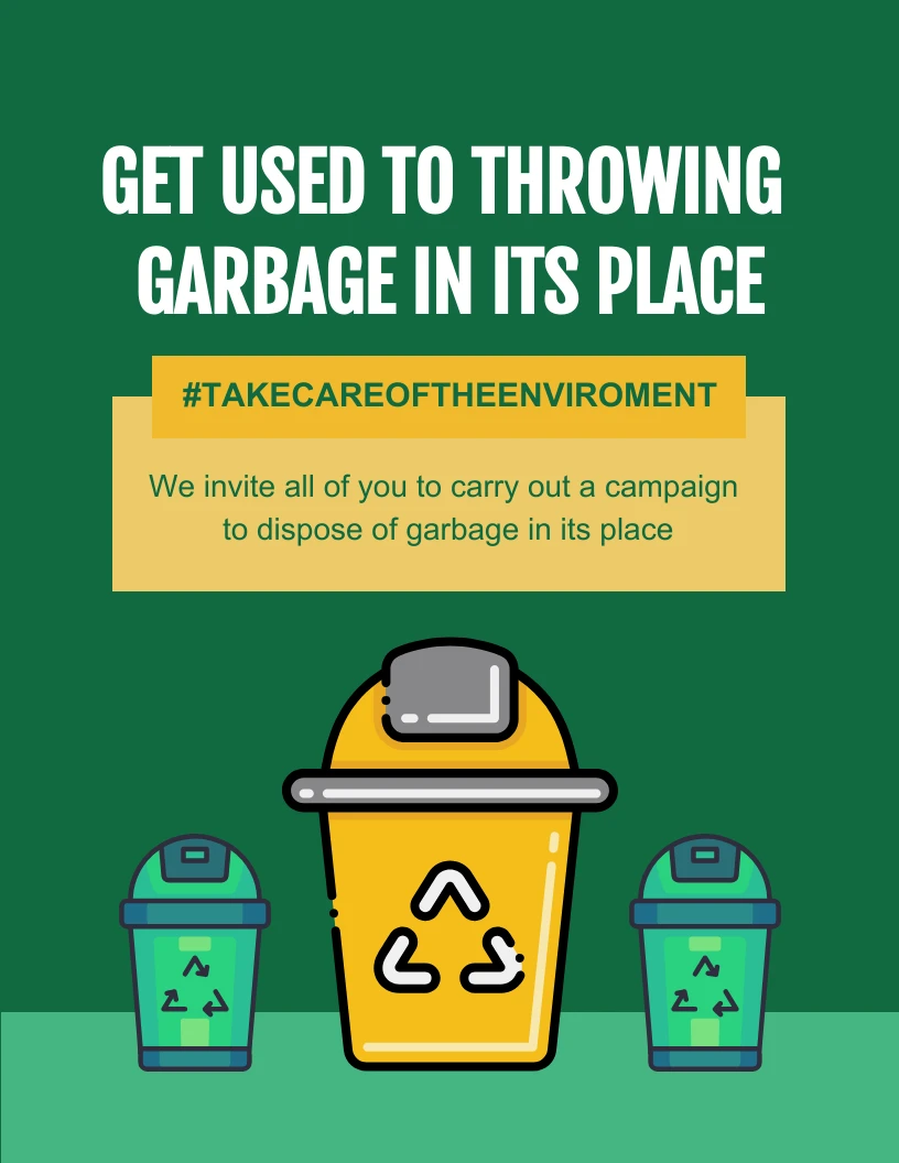 Dark Green And Yellow Illustration Recycling Poster - Venngage