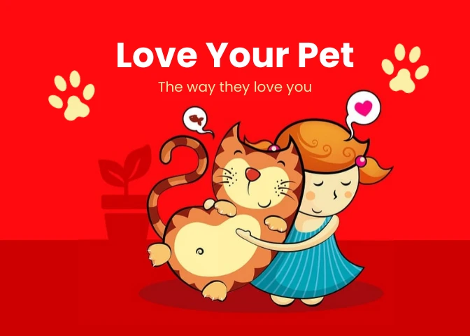Red Modern Cute Character Animal Lover Love Postcard - Venngage