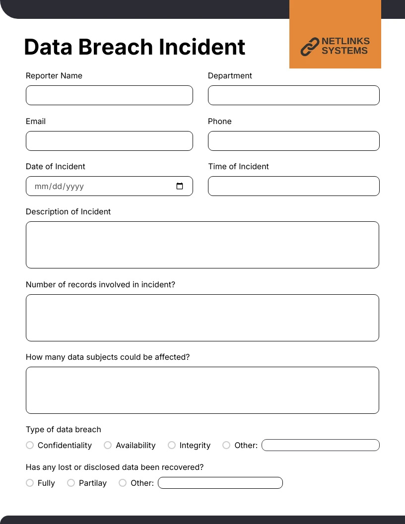 Data Breach Incident Form Template - Venngage