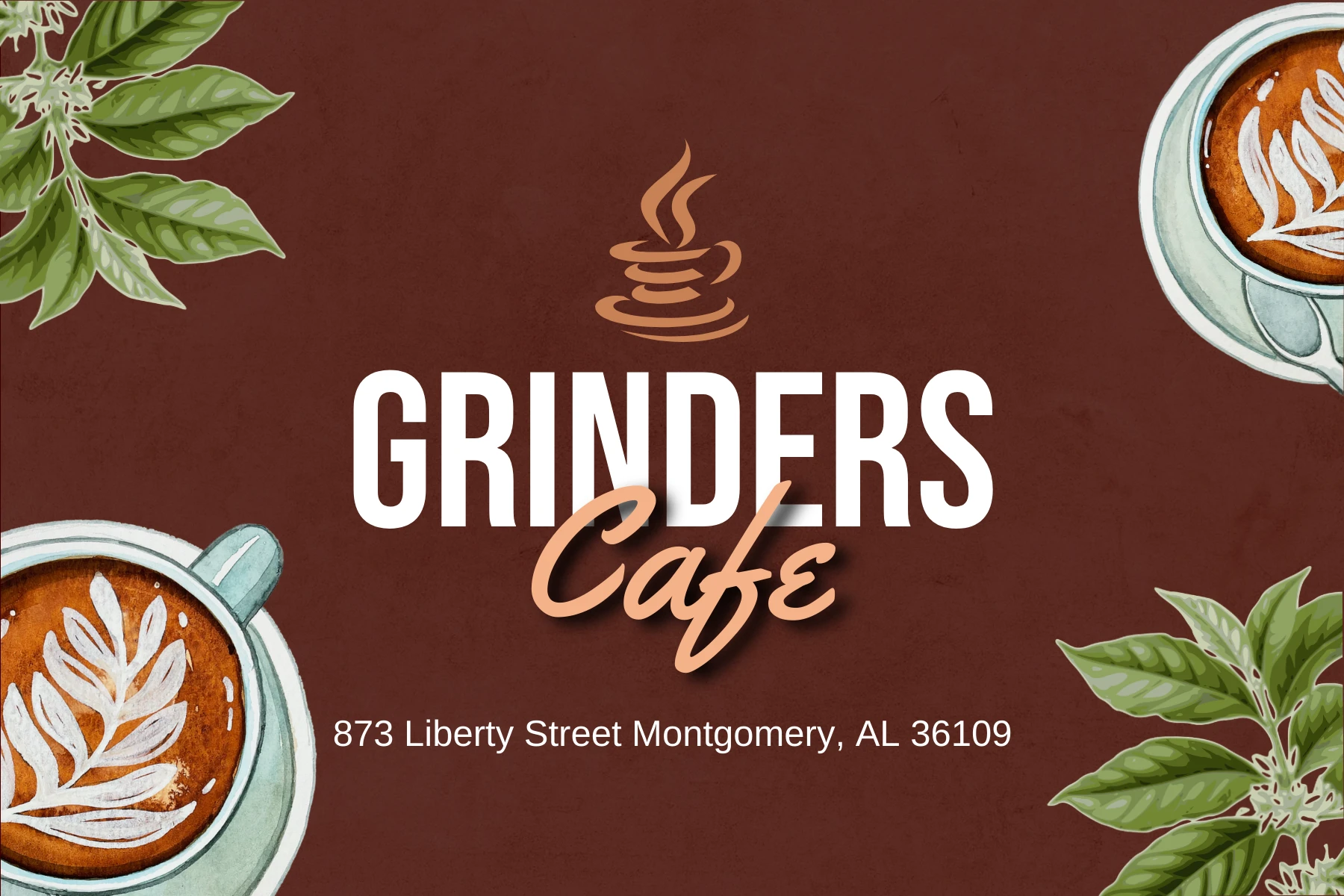 Dark Brown Modern Illustration Cafe Address Label - Venngage