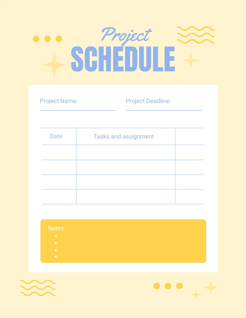 Light Yellow Modern Playful Project Schedule Template - Venngage