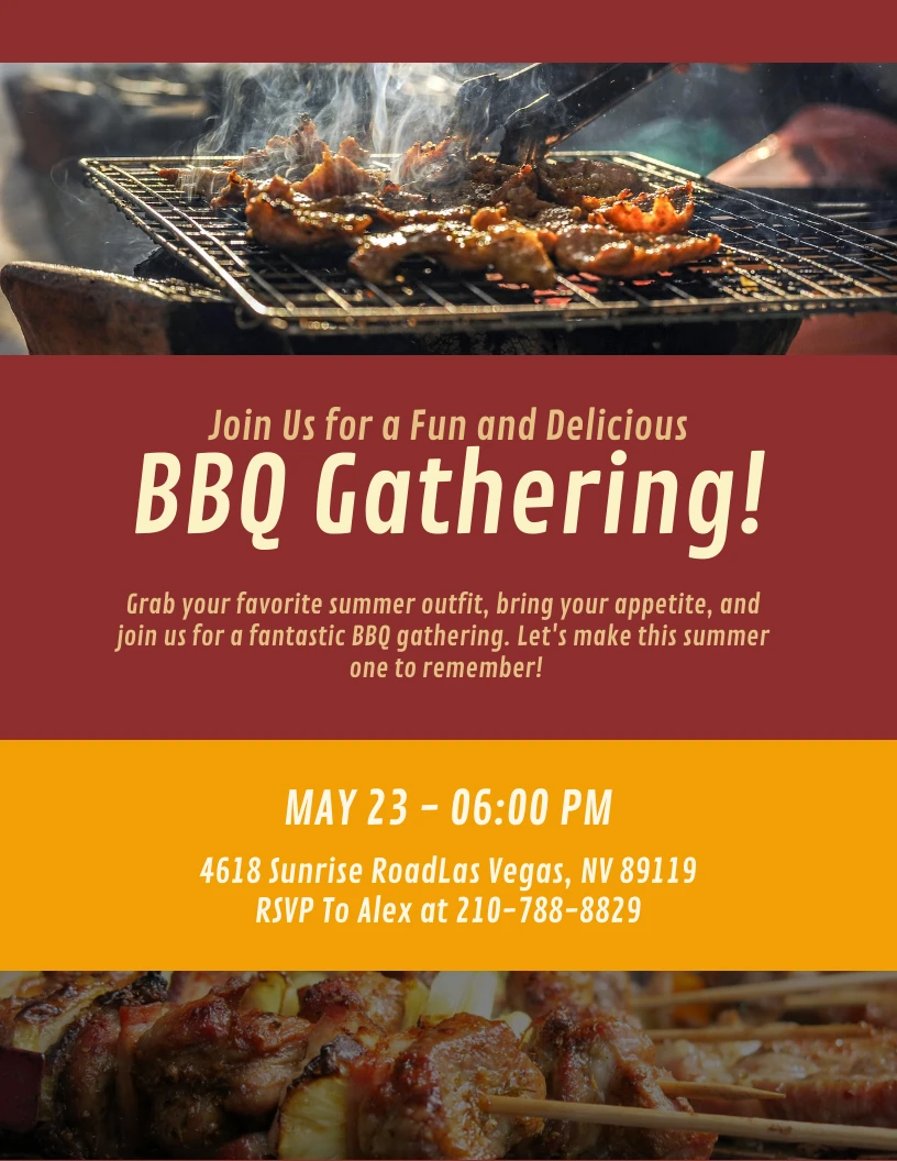 Red And Yellow Modern Simple Minimalist BBQ Gathering Invitation - Venngage