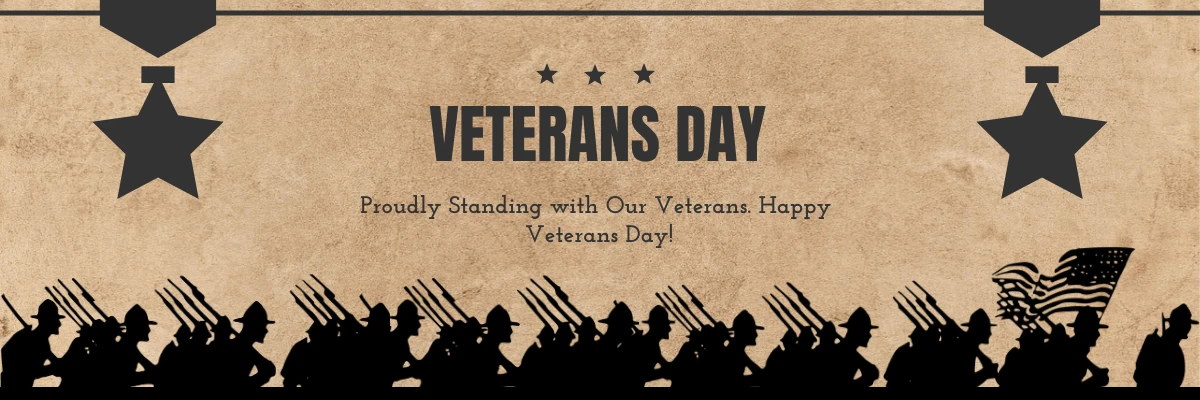 Light Brown Classic silhouette Illustration Veteran Day Banner - Venngage