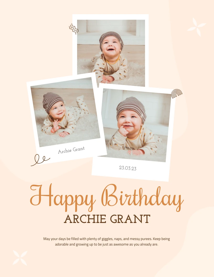 Pastel Pêche Joyeux Anniversaire Poster - Venngage