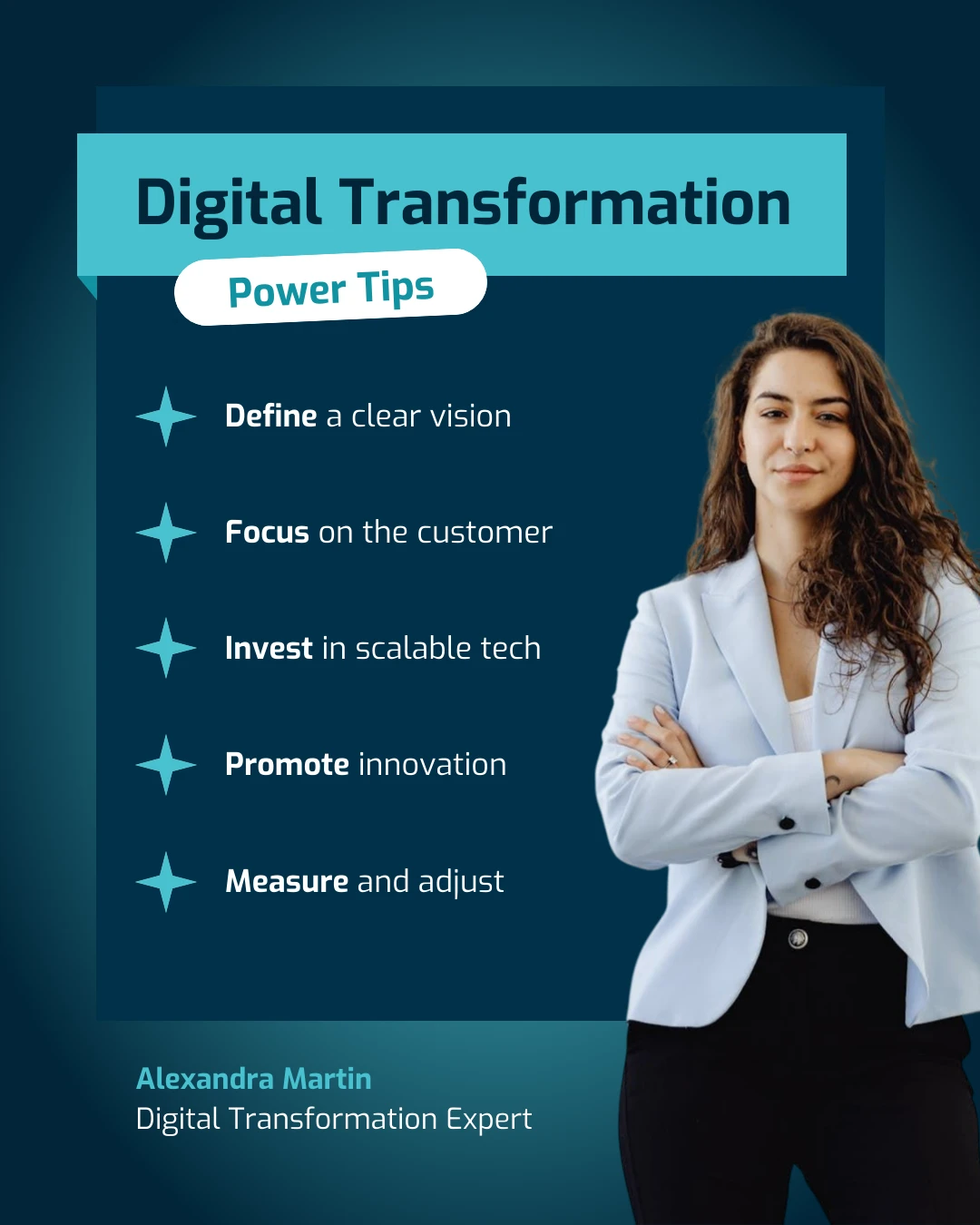 Digital Transformation Tips LinkedIn Social Media Template - Venngage