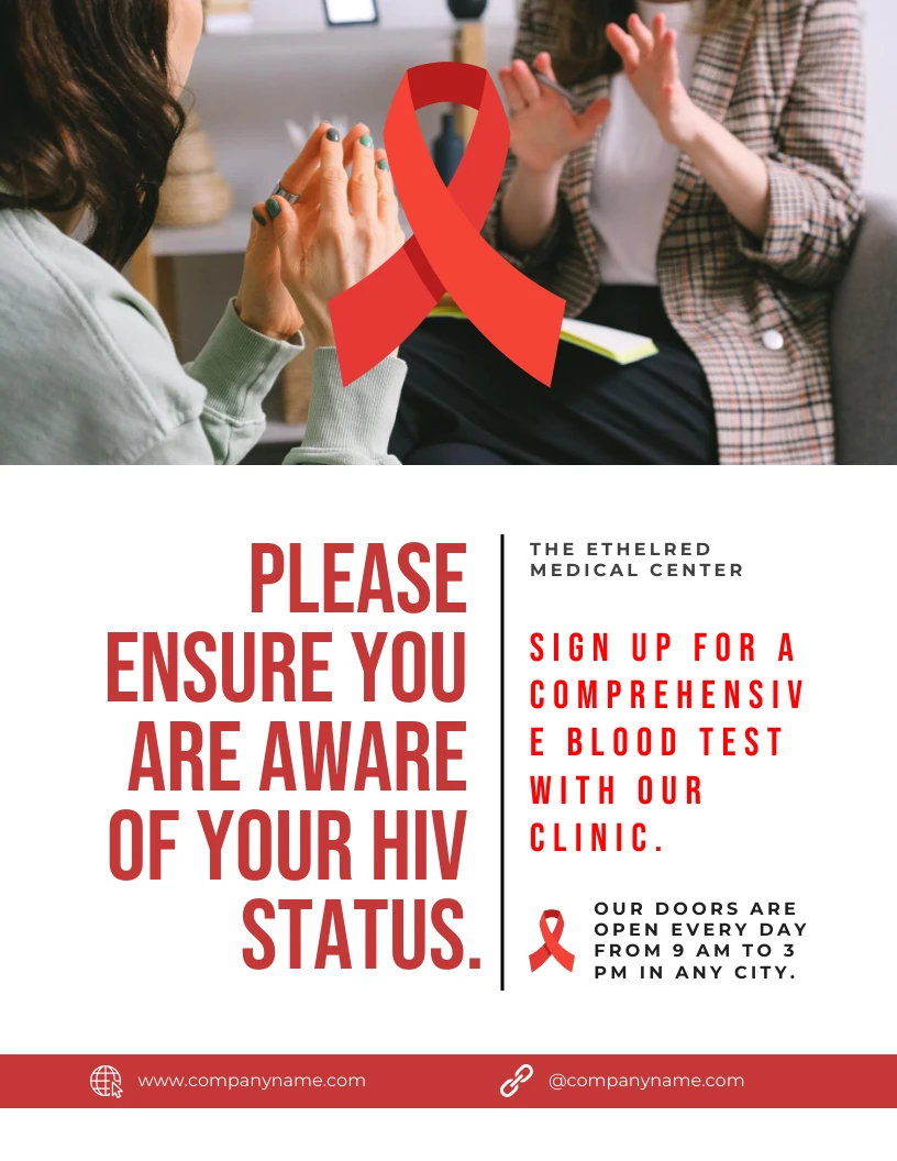 White And Red Simple HIV/AIDS Poster - Venngage