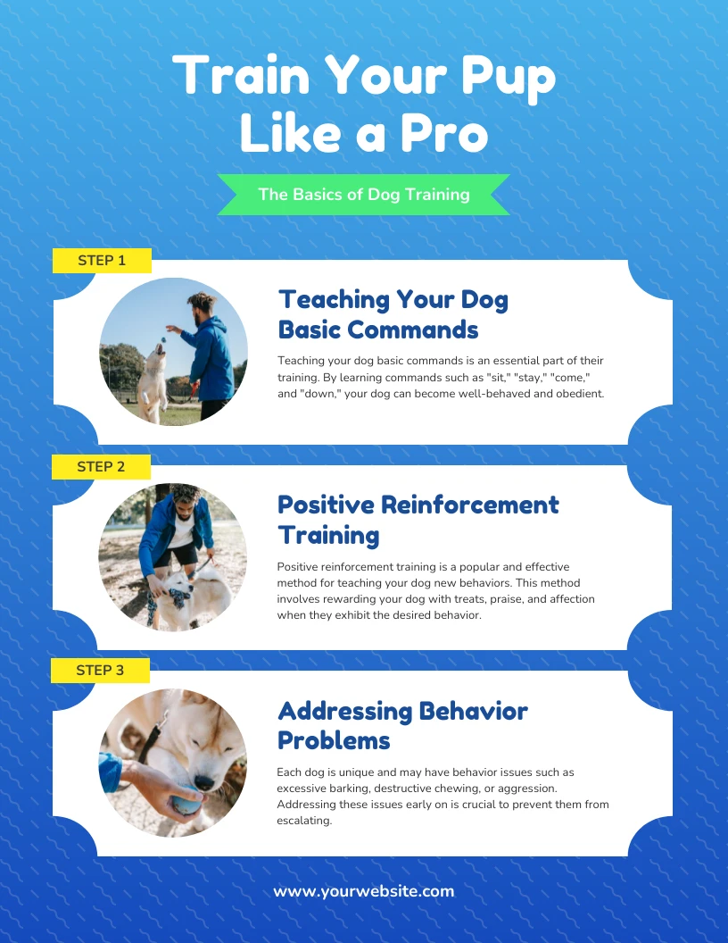 Blue Gradient Tips to Train Your Pup Poster - Venngage