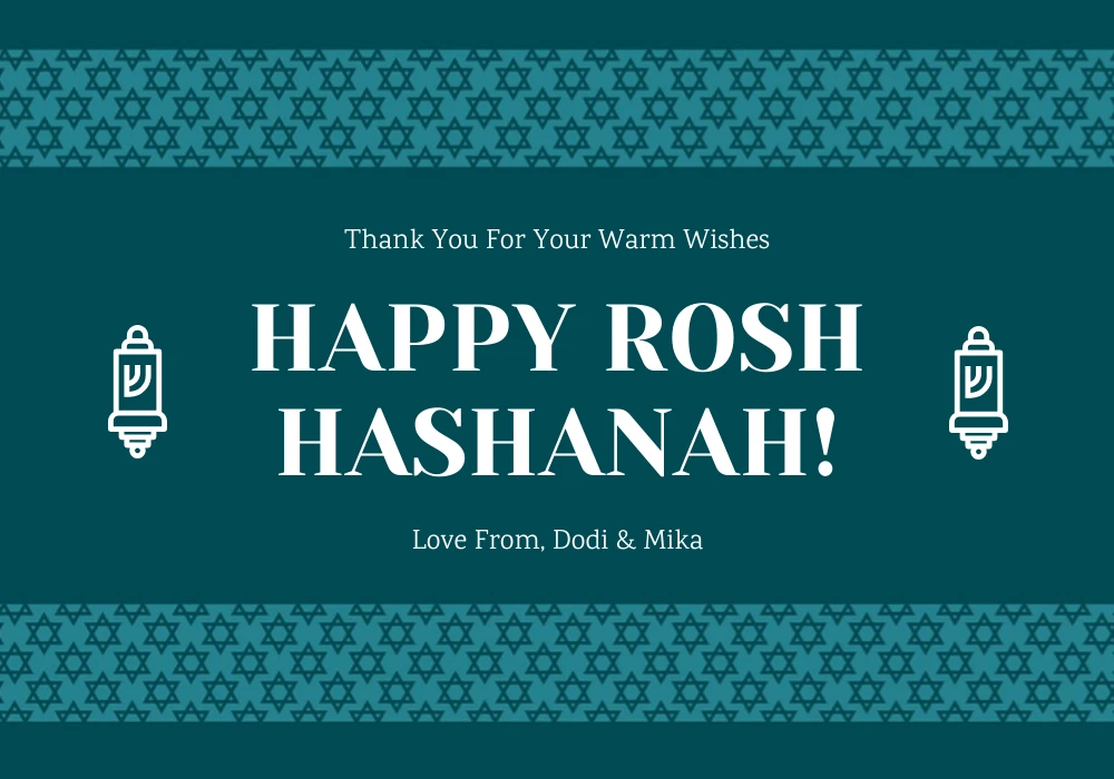 Cartão Verde Escuro Clássico Feliz Rosh Hashaná - Venngage