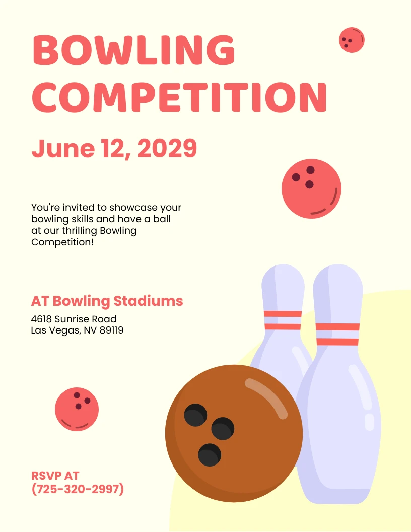 Yellow And Red Bowling Competition Invitation - Venngage