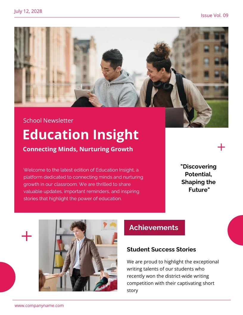 Pink Simple School Newsletter Template - Venngage