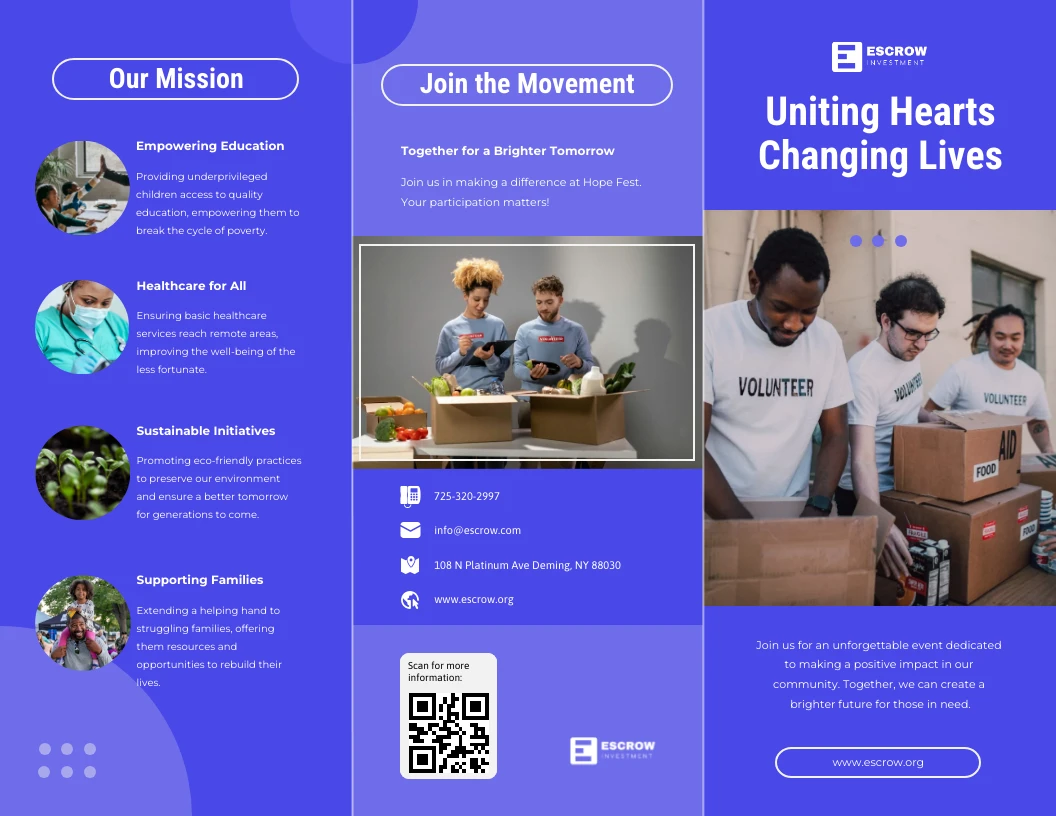 Blue Charity Brochure Template - Venngage
