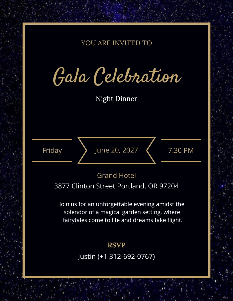 Elegant Dark Night Gala Invitation - Venngage