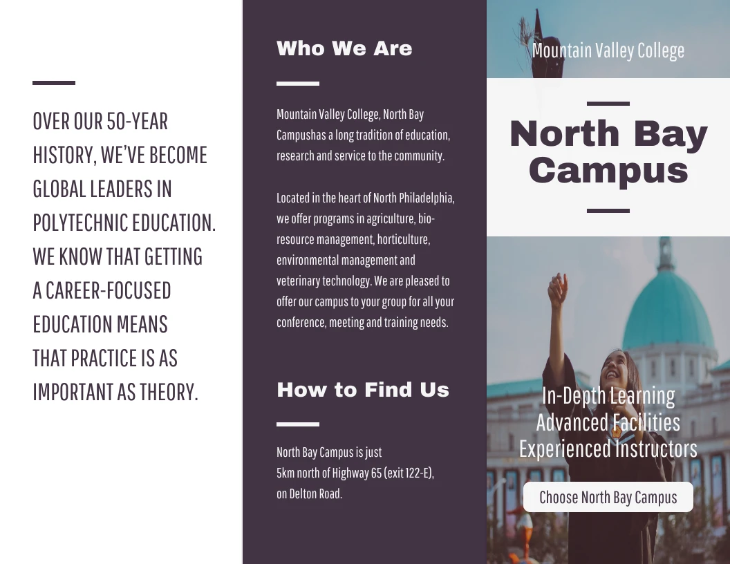 Clean College Campus Tri Fold Brochure Template - Venngage