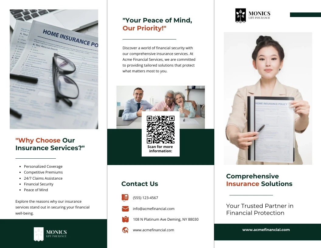 Insurance Services Brochure Template - Venngage