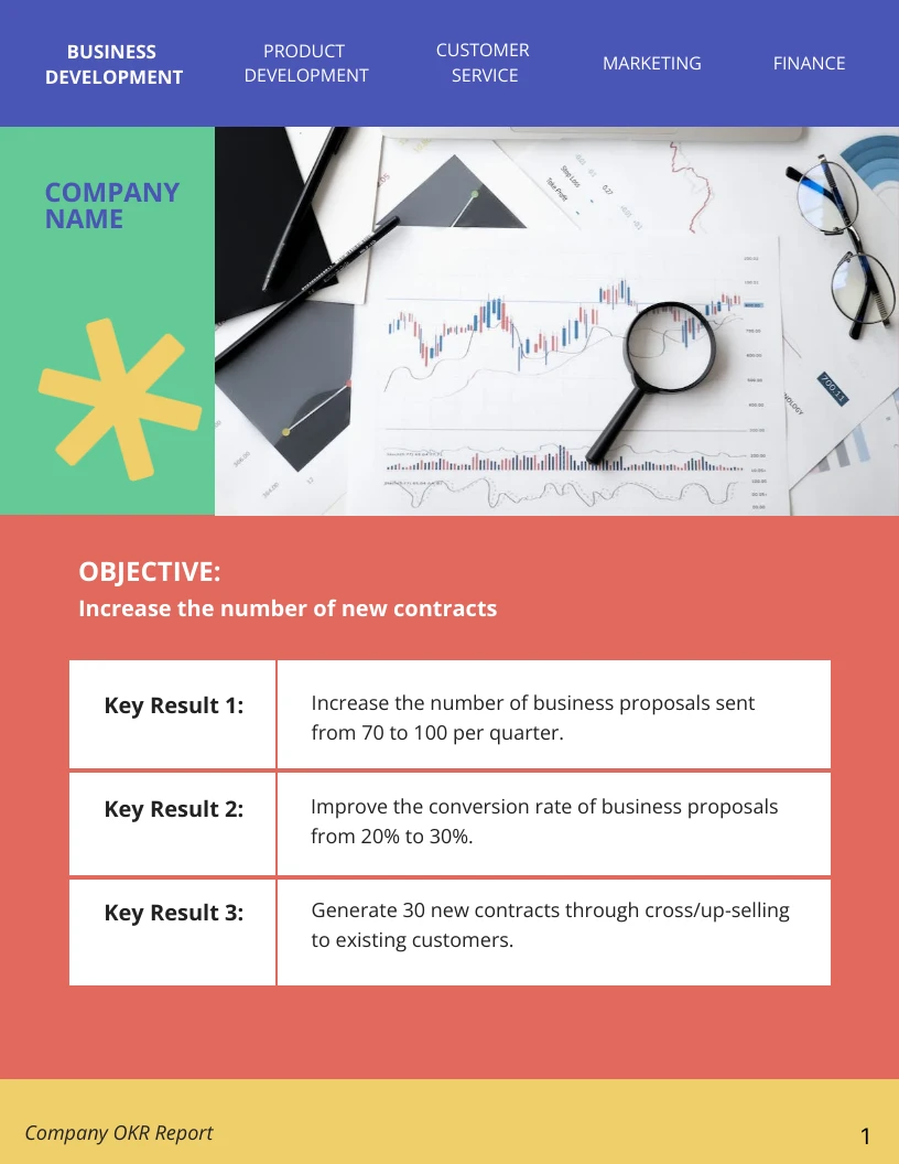 Retro OKR Report Template - Venngage