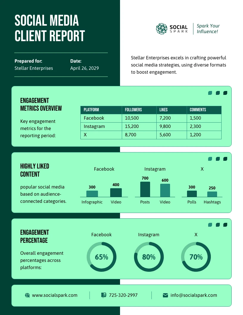 Plantilla de informe de cliente de redes sociales - Venngage