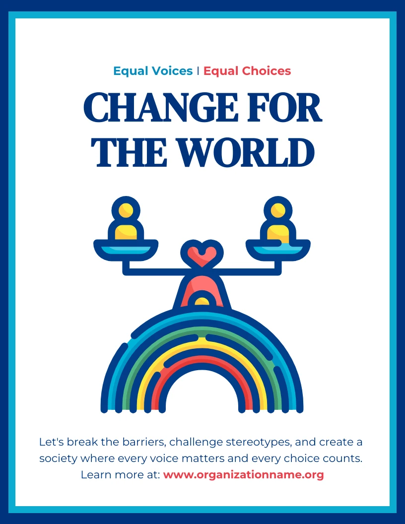 Blanco Azul Y Rosa Simple Igualdad De Género Póster - Venngage