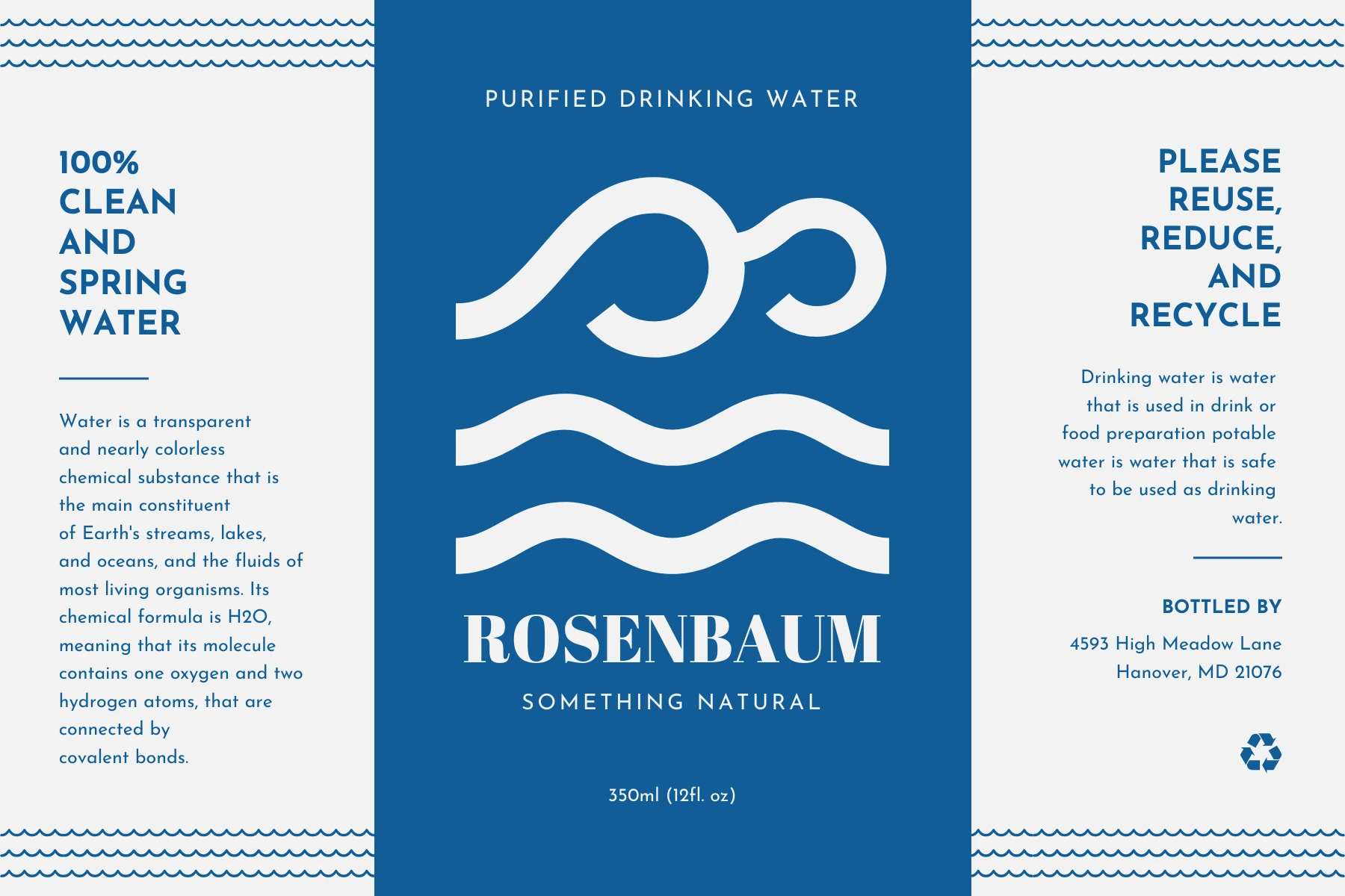 White And Blue Minimalist Water Bottle Label - Venngage