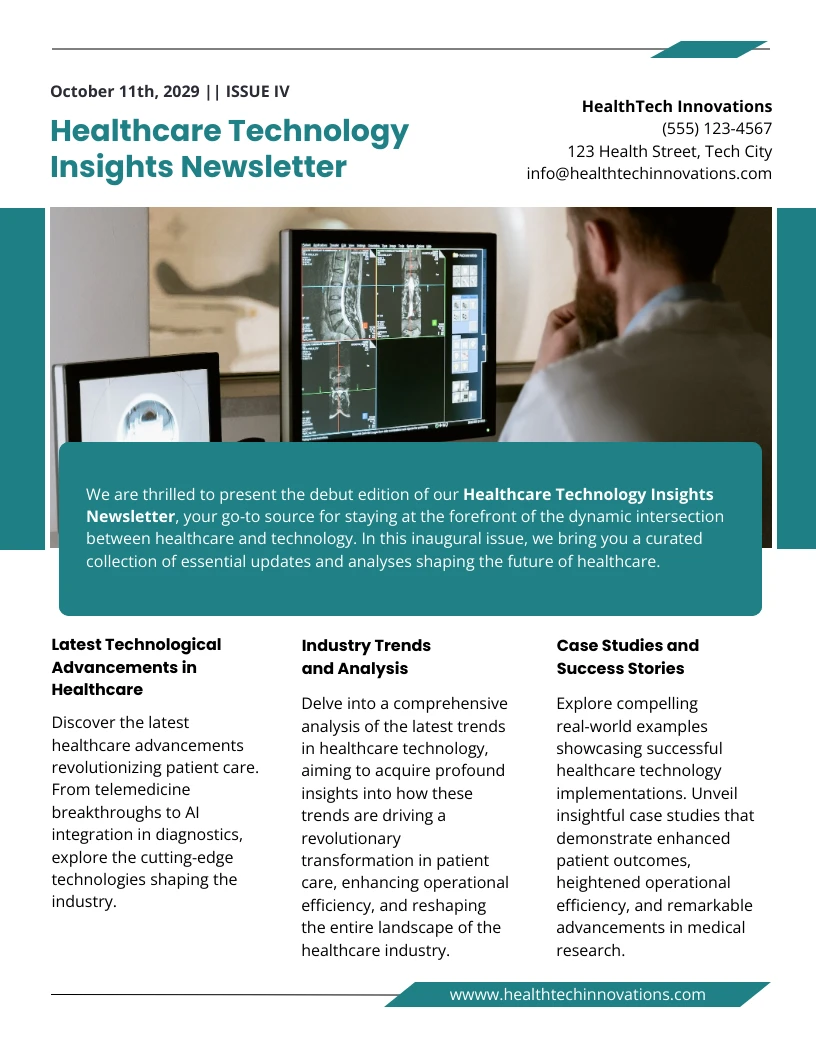 Healthcare Technology Insights Newsletter Template - Venngage
