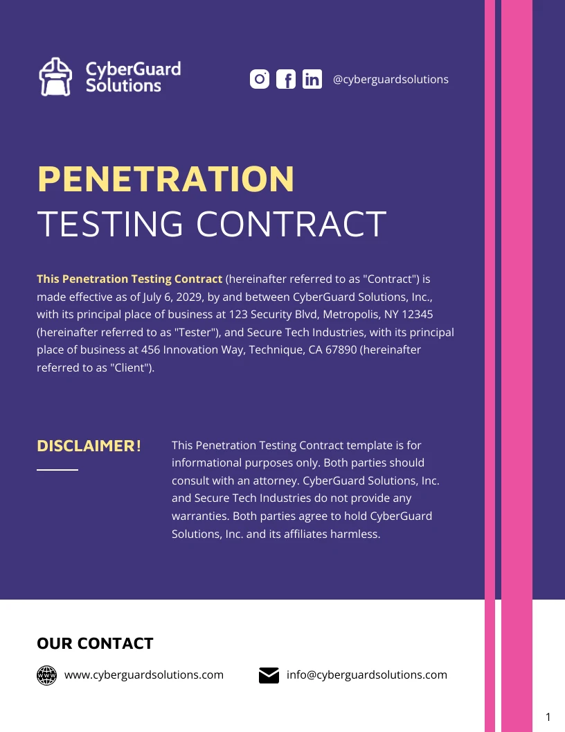 Penetration Testing Contract Template - Venngage