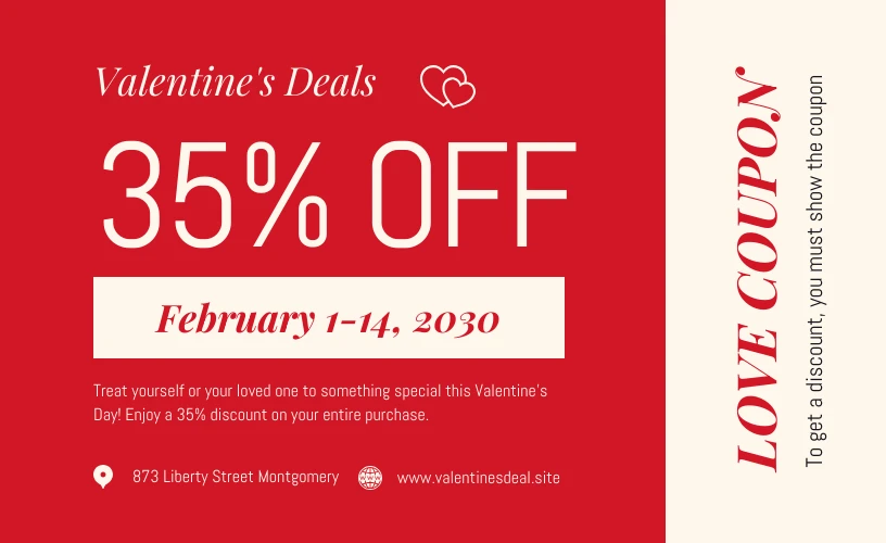 Beige And Red Simple Valentine Love Coupon - Venngage