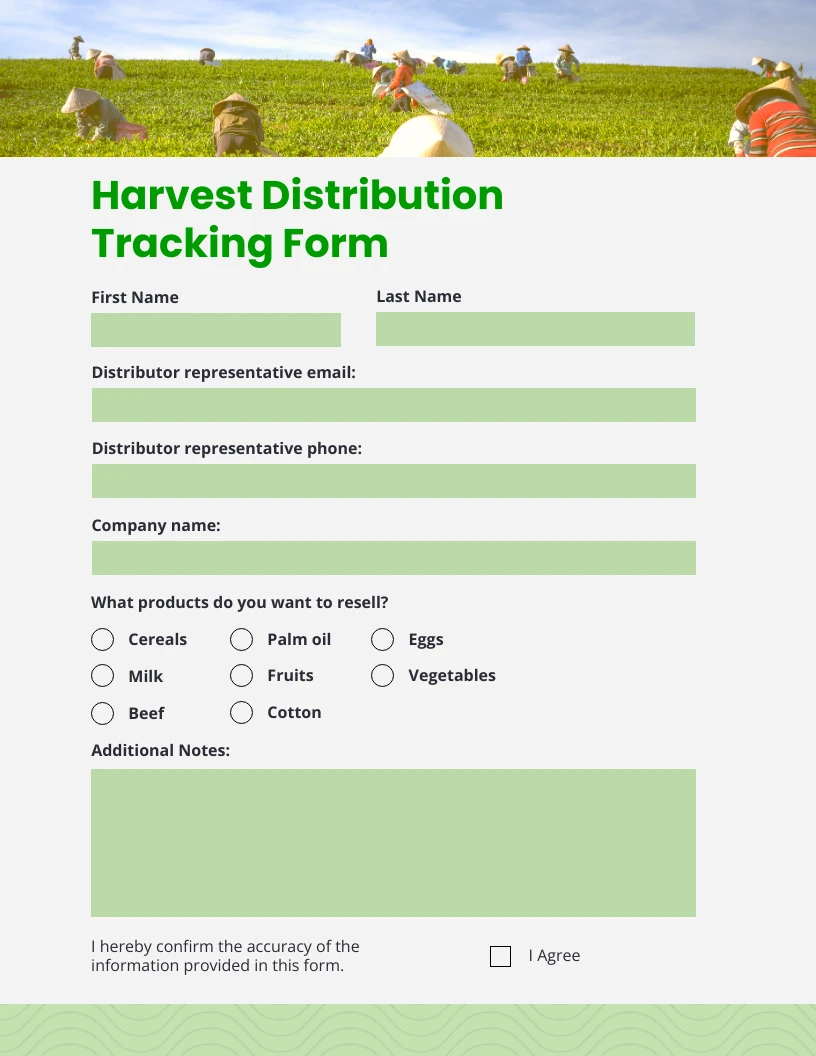 Harvest Distribution Tracking Form Template - Venngage