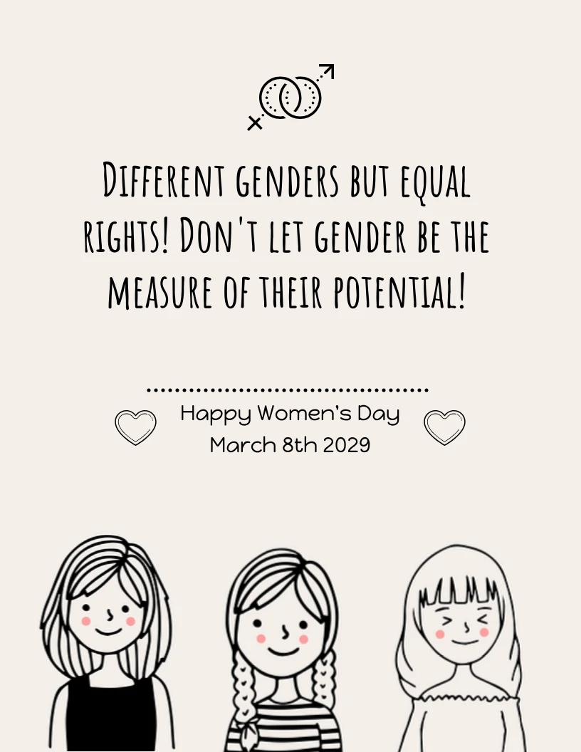 Beige Classic Illustration Gender Equality Happy Women Day Poster ...