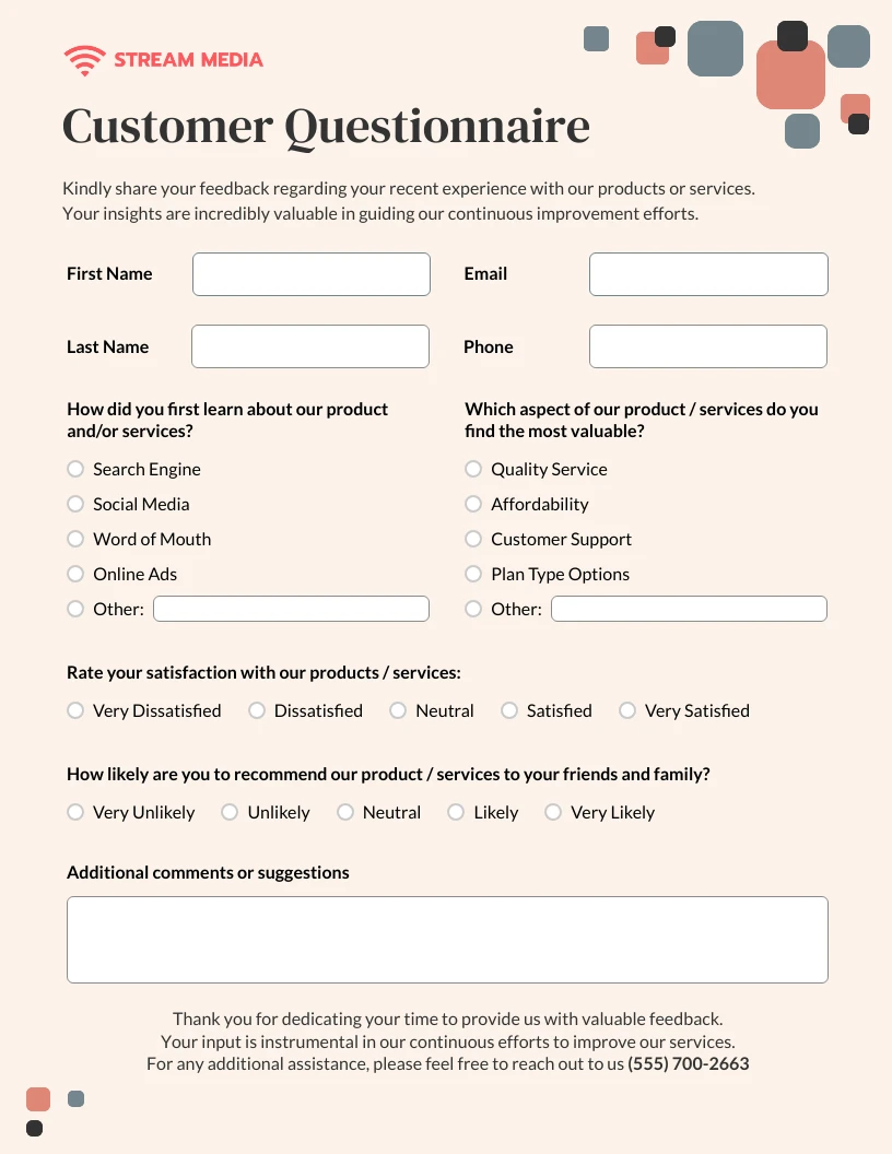 Simple Questionnaire Template