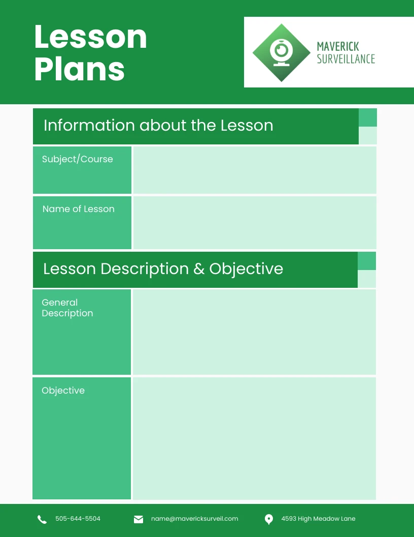 White Green Lessons Plan Template - Venngage