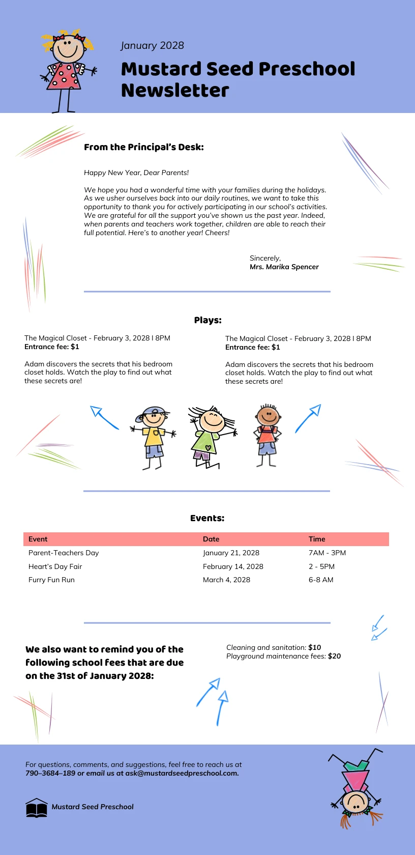 Plantilla gratuita de boletín de preescolar - Venngage