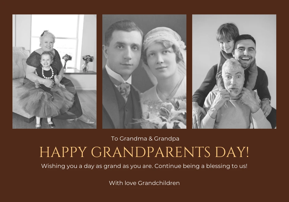 Dark Brown Minimalist Classic Happy Grandparents Day Card - Venngage