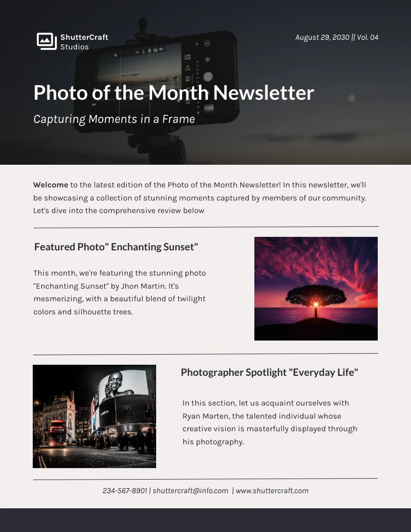 Photo of the Month Email Newsletter Template - Venngage