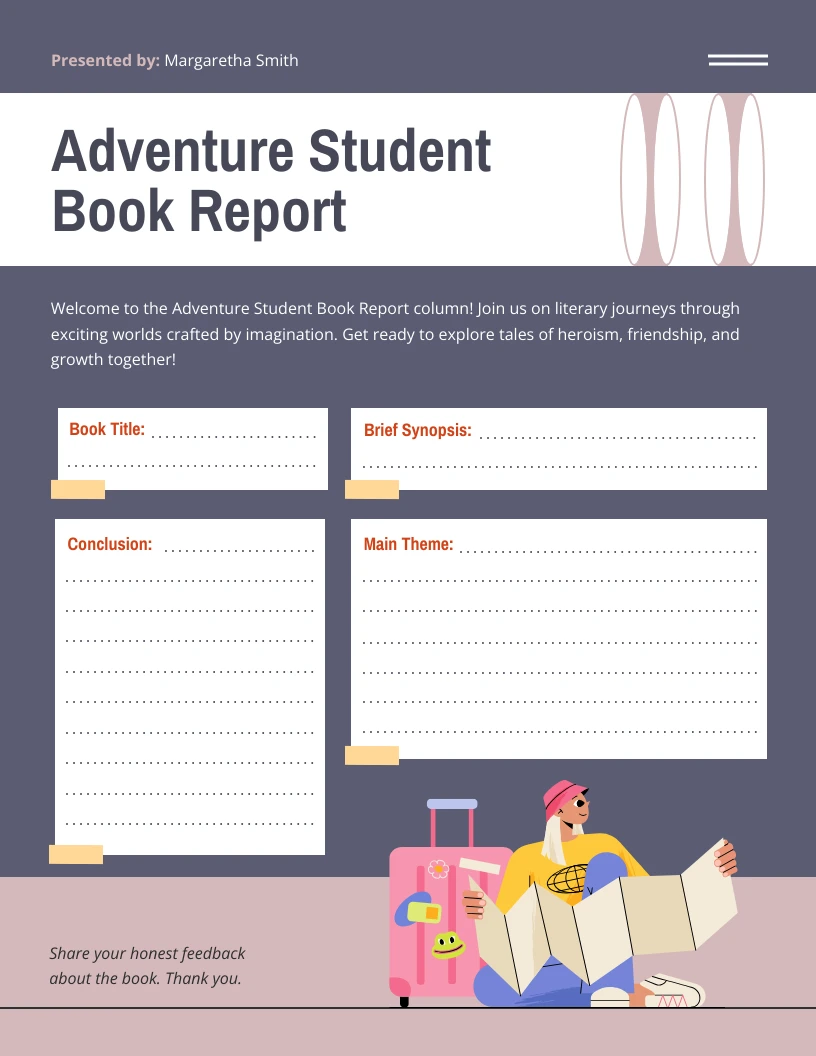 Adventure Student Book Report - Venngage
