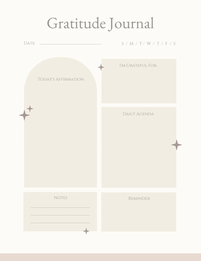 Beige Aesthetic Gratitude Journal Template - Venngage