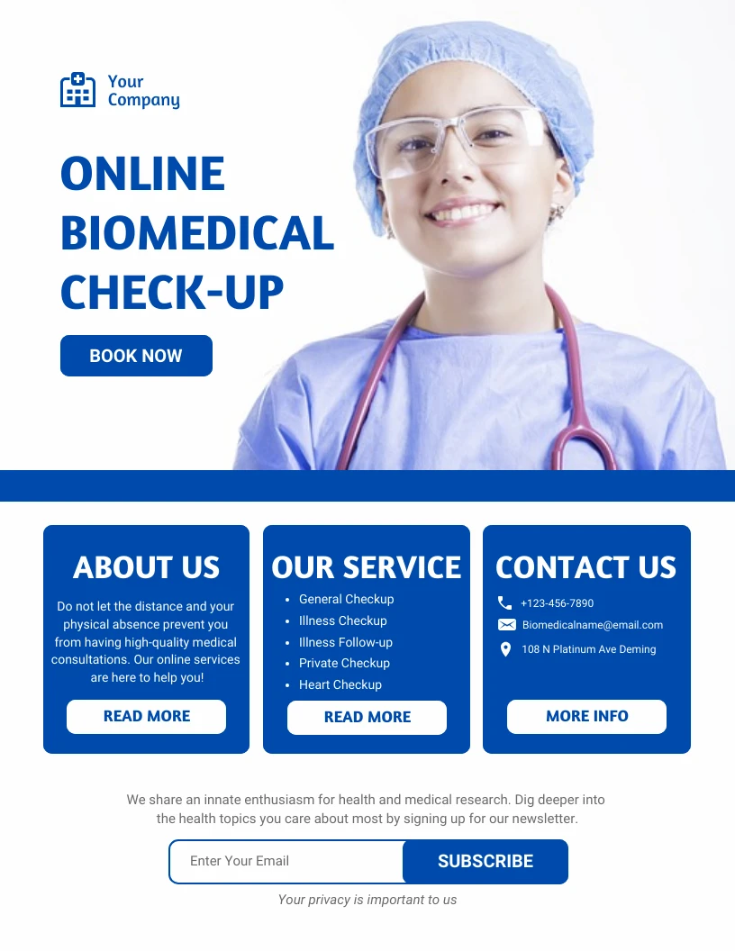White Blue Medical Email Newsletter Template - Venngage