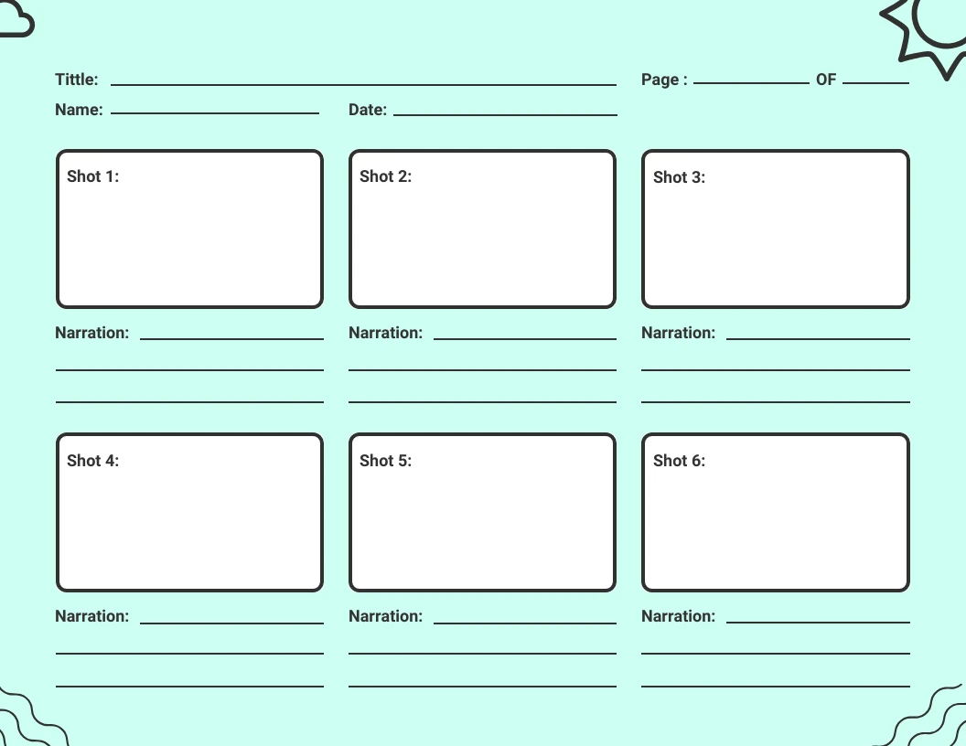 Blue Video Plan Storyboard Blank Template - Venngage