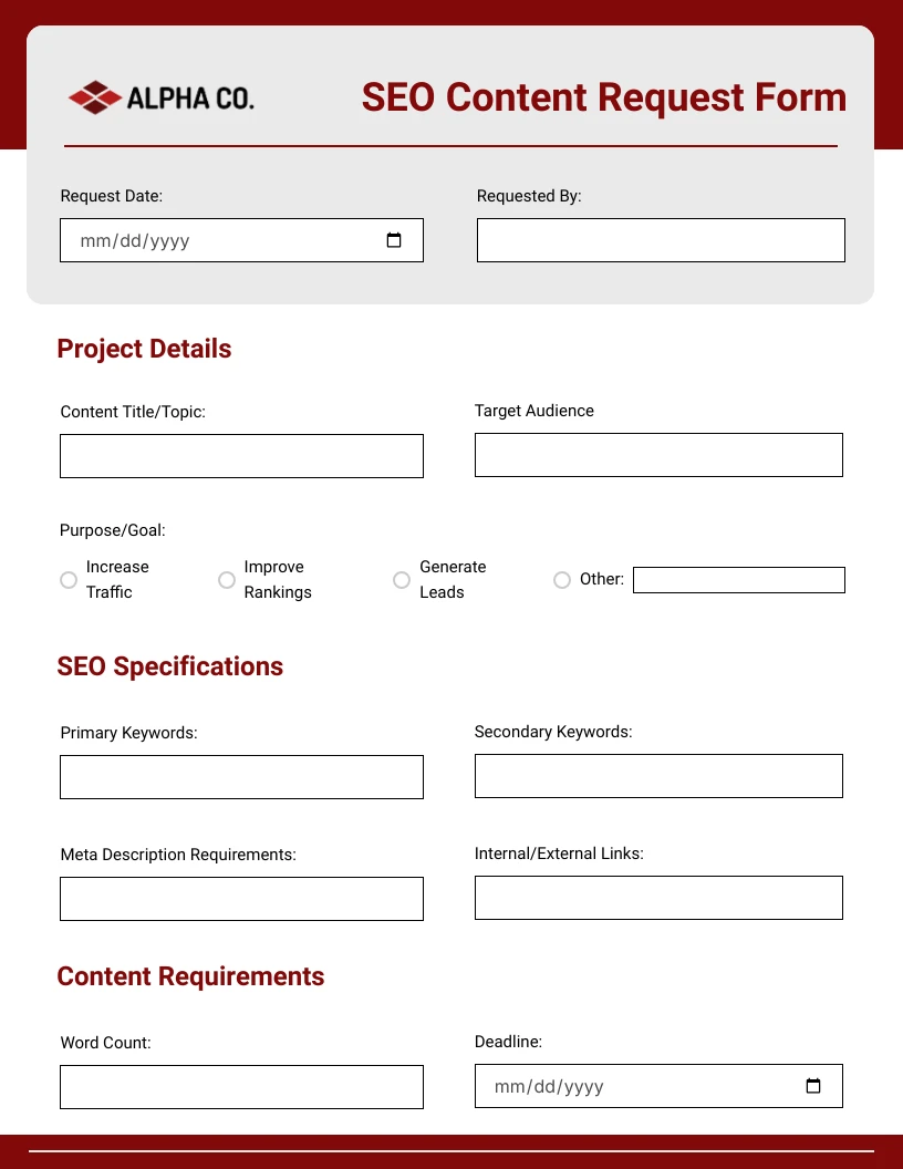 Roof Terracotta Content Request Form Template - Venngage
