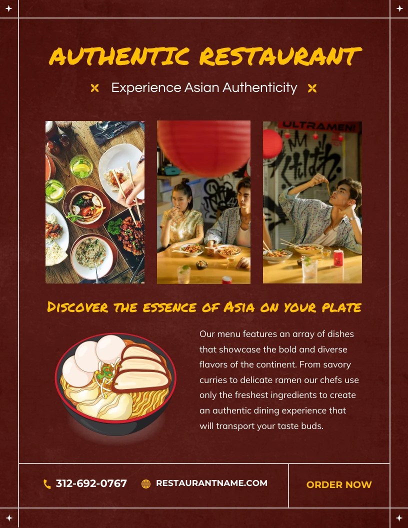 Authentic Asian Restaurant Flyer Template - Venngage