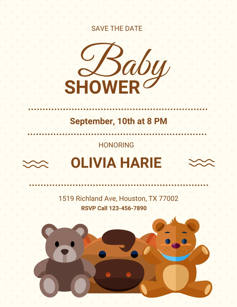 Baby Shower Teddy Flyer Template - Venngage
