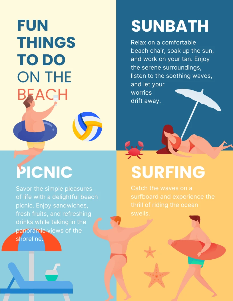 Yellow And Blue Fun On The Beach Infographic Poster - Venngage