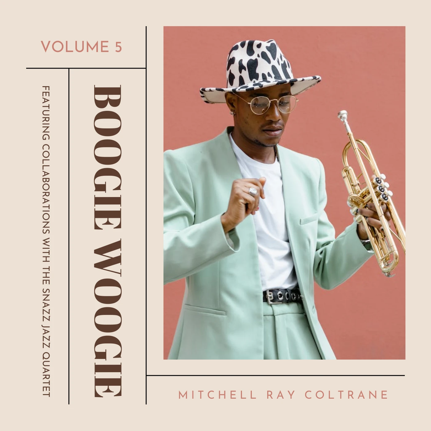 Beige And Brown Jazz Album Cover - Venngage