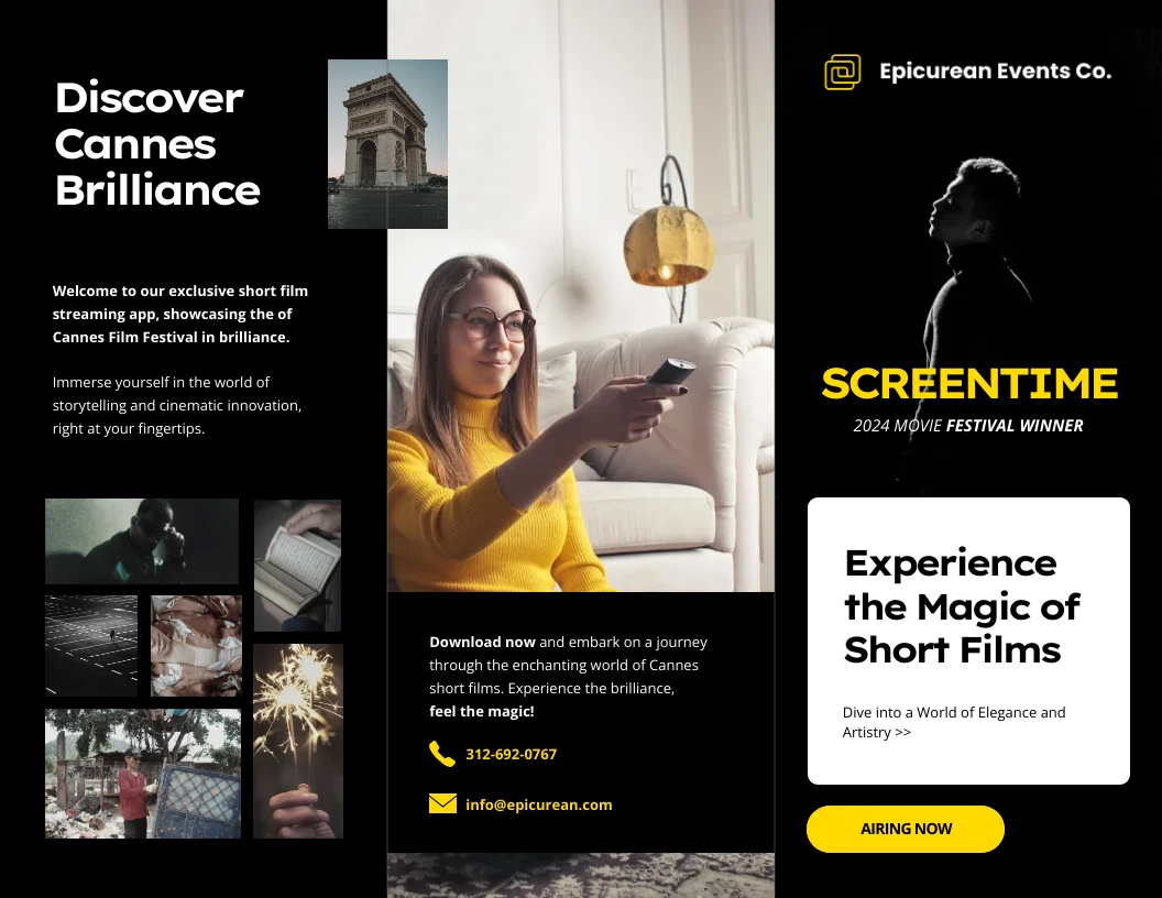 Entertainment Media Launch Brochure Template - Venngage