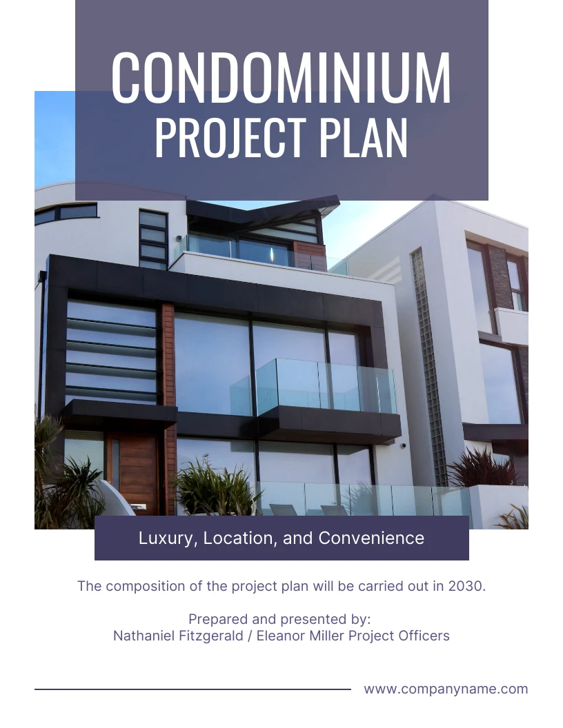 White Purple Condominium Project Plan Template - Venngage